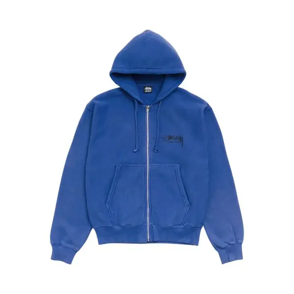 StÜssy Beach Roots Zip Hoodie Garment Dyed 'indigo - Blue