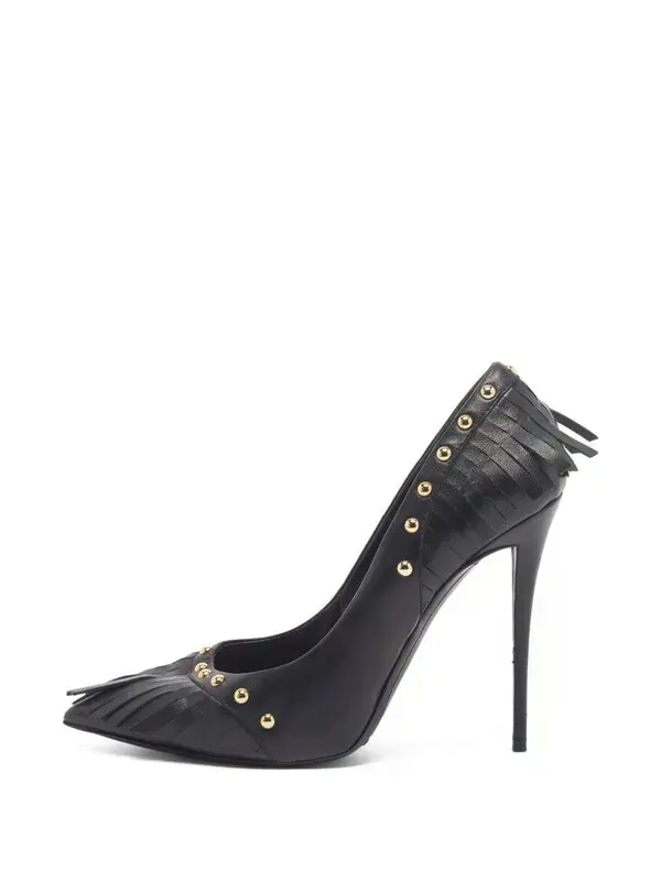 GIUSEPPE ZANOTTI Studded Fringed Heeled Pumps - Black