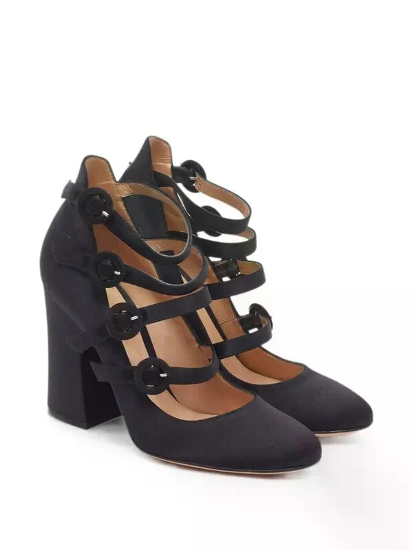GIANVITO ROSSI Strappy Block-heel Pumps - Black