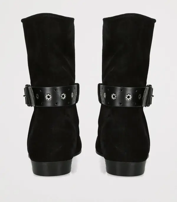 Isabel Marant Étoile Suede Reena Ankle Boots With Buckle Detail - Black
