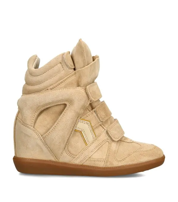 Isabel Marant Étoile Suede Bekett Wedge High Top Sneakers - Gold