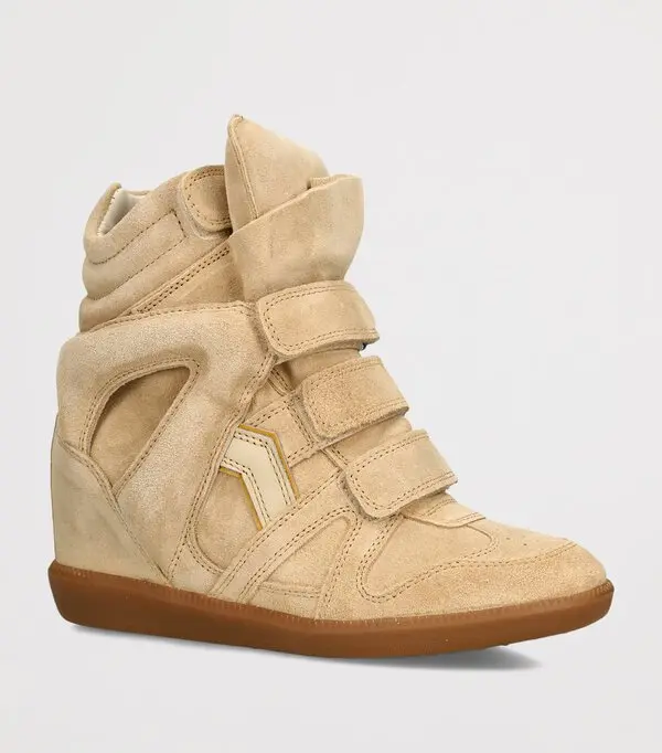 Isabel Marant Étoile Suede Bekett Wedge High Top Sneakers - Gold