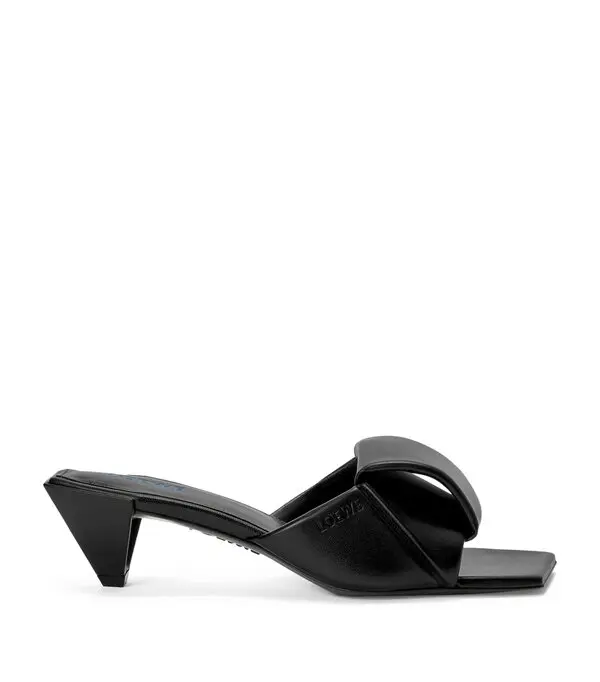 Loewe Leather Origami Heeled Sandals - Black