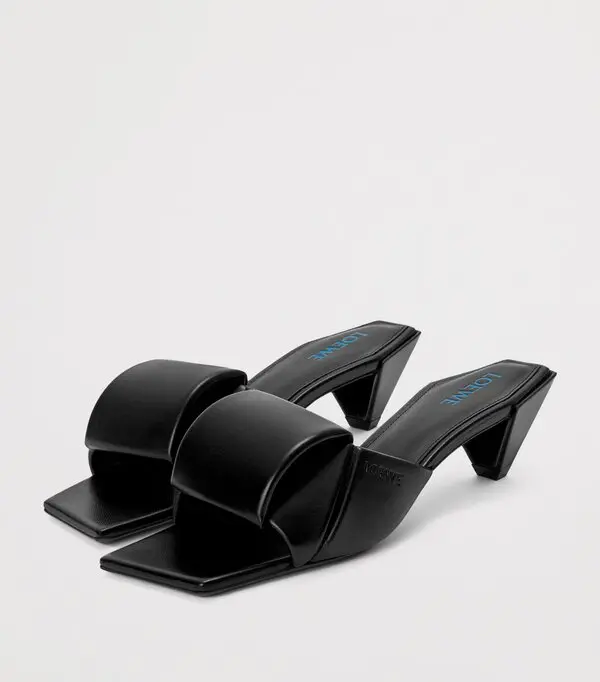 Loewe Leather Origami Heeled Sandals - Black