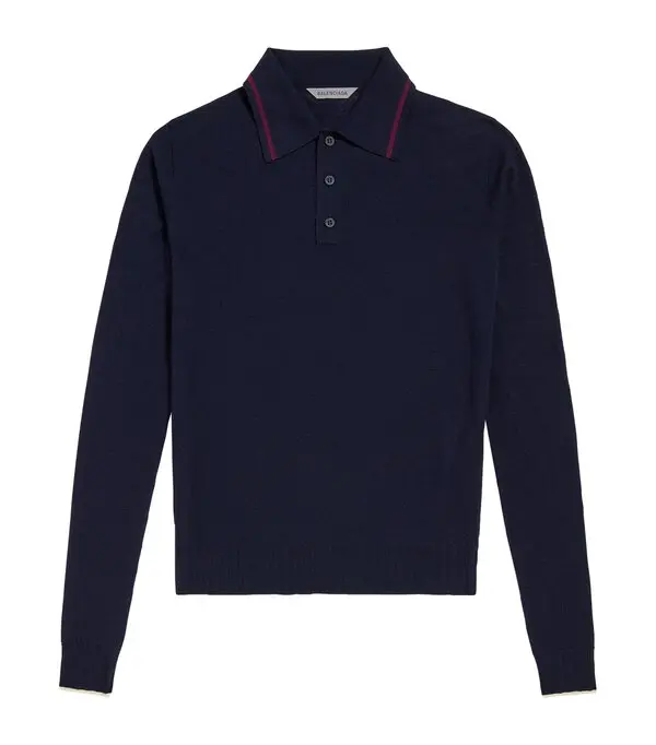 Balenciaga Wool Long-sleeve Polo Shirt