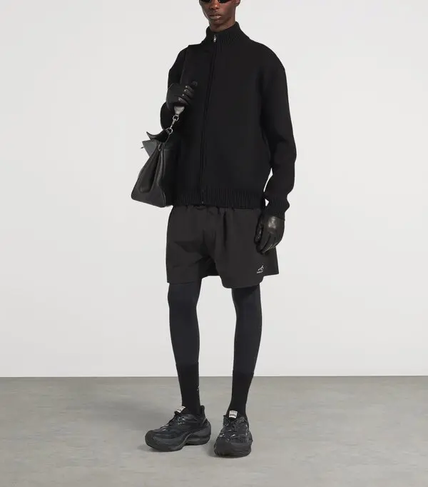 Balenciaga Wool Zip-up Jacket With Graphic And Floral Patch