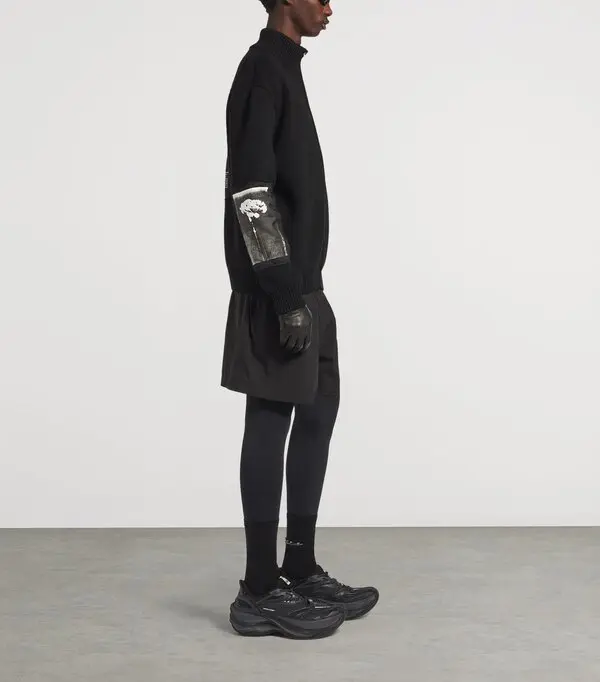 Balenciaga Wool Zip-up Jacket With Graphic And Floral Patch
