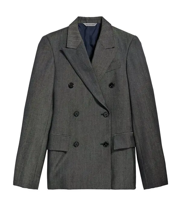 Balenciaga Double Breasted Wool Twill Blazer