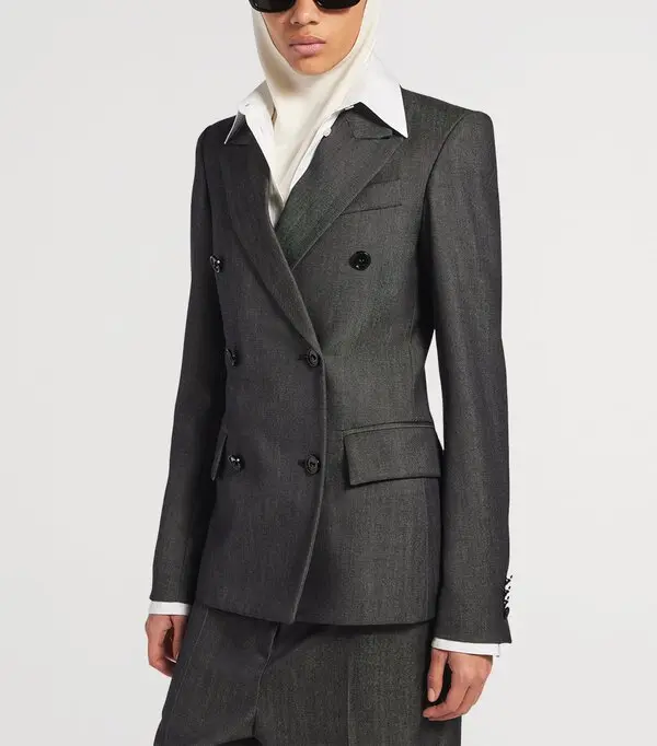 Balenciaga Double Breasted Wool Twill Blazer