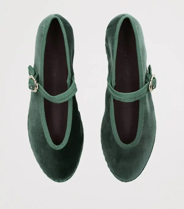 FLABELUS Velvet Mary Janes - Green