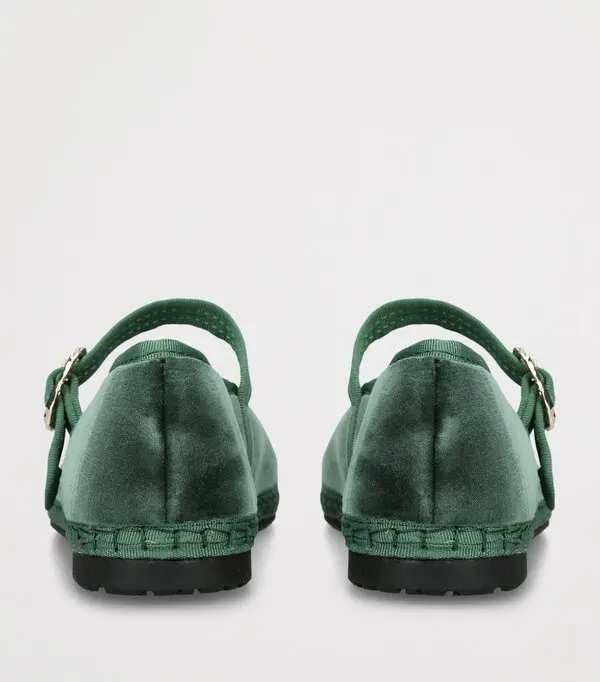 FLABELUS Velvet Mary Janes - Green