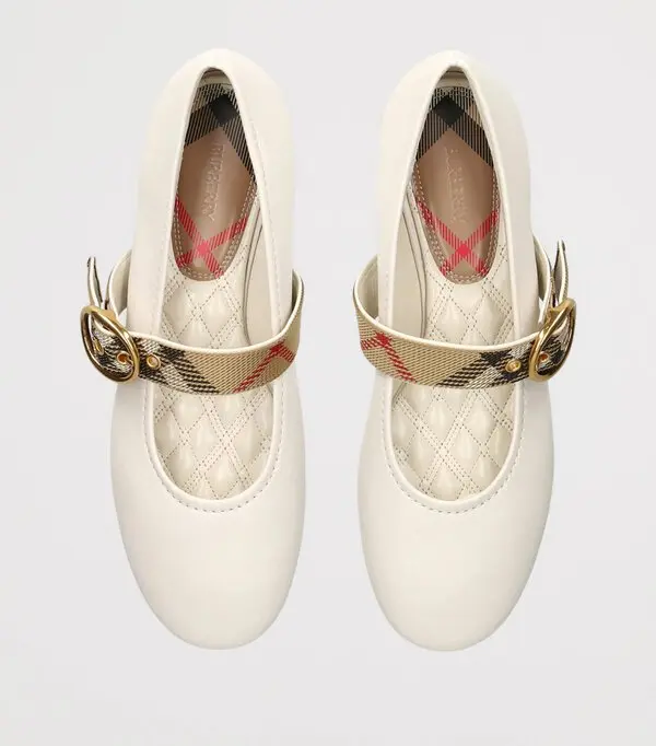 Burberry Robin Leather Ballet Flats With Check Strap