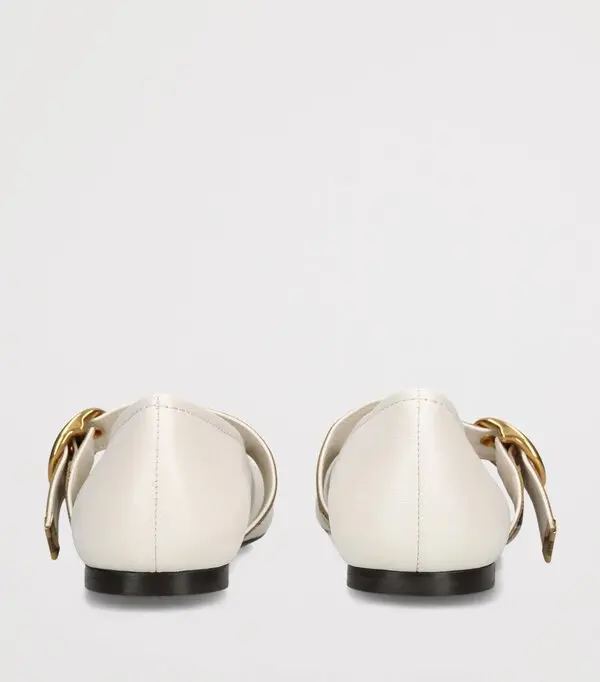 Burberry Robin Leather Ballet Flats With Check Strap