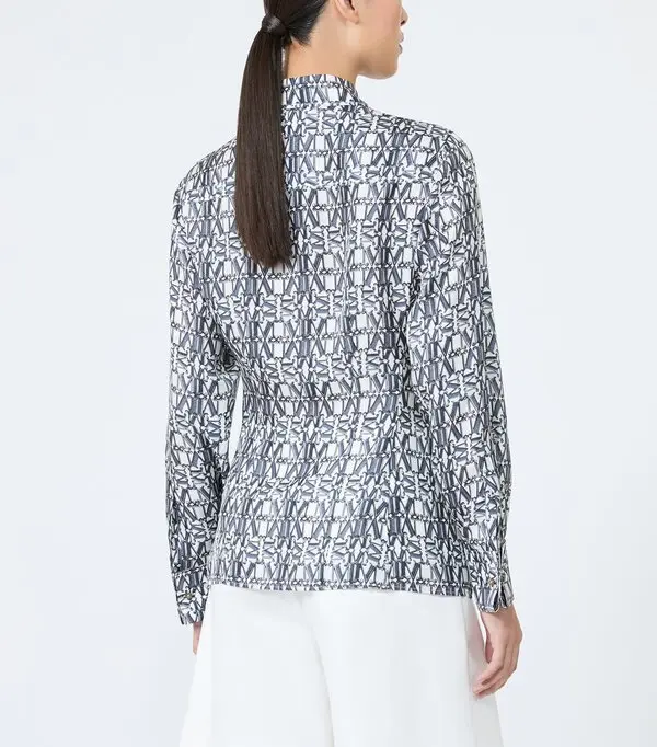 Max Mara Silk Monogram Print Blouse