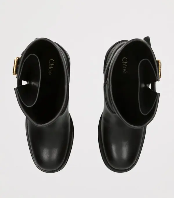 Chloé Dakota Leather Ankle Boots With Gold-tone Buckles
