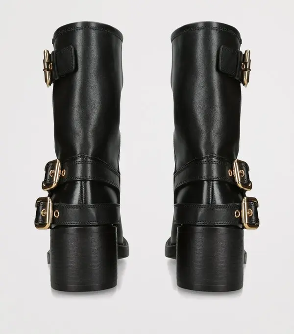 Chloé Dakota Leather Ankle Boots With Gold-tone Buckles