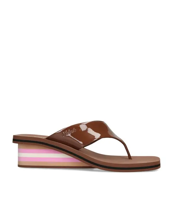 Chloé Striped Wedge Thong Sandals