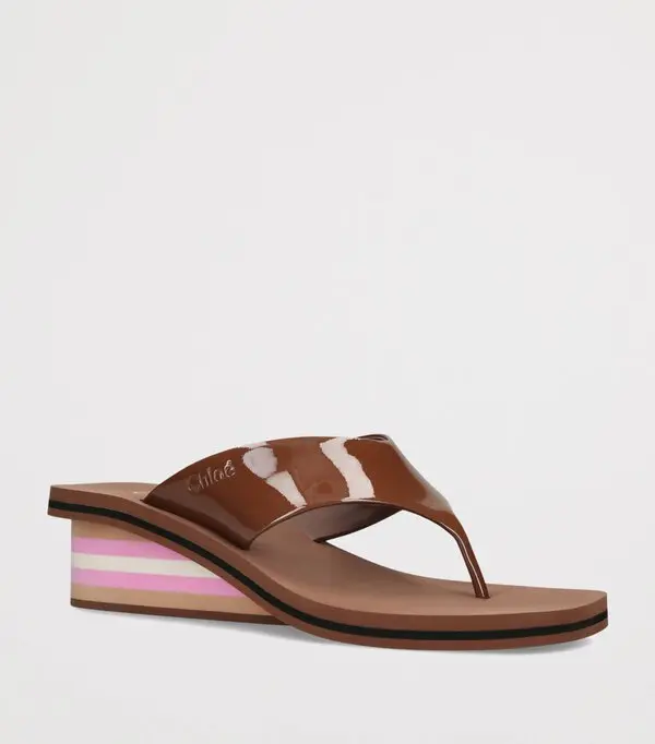 Chloé Striped Wedge Thong Sandals