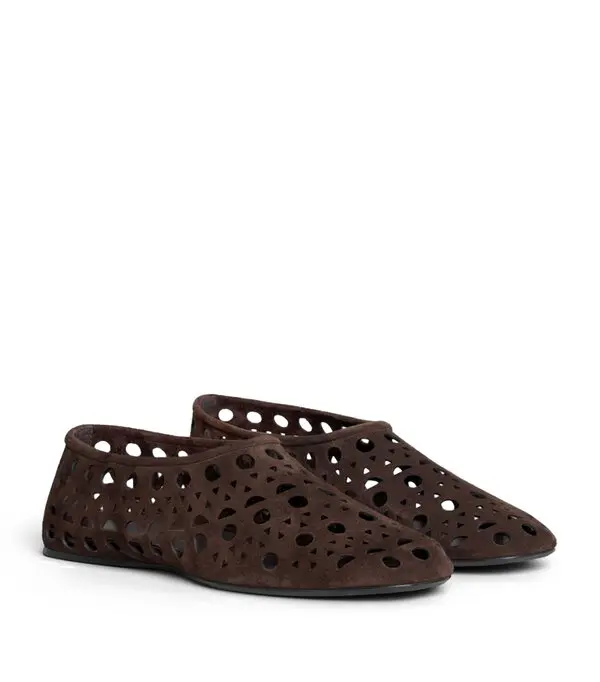 Alaïa Suede Vienne Ballet Flats - Brown