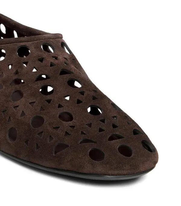 Alaïa Suede Vienne Ballet Flats - Brown