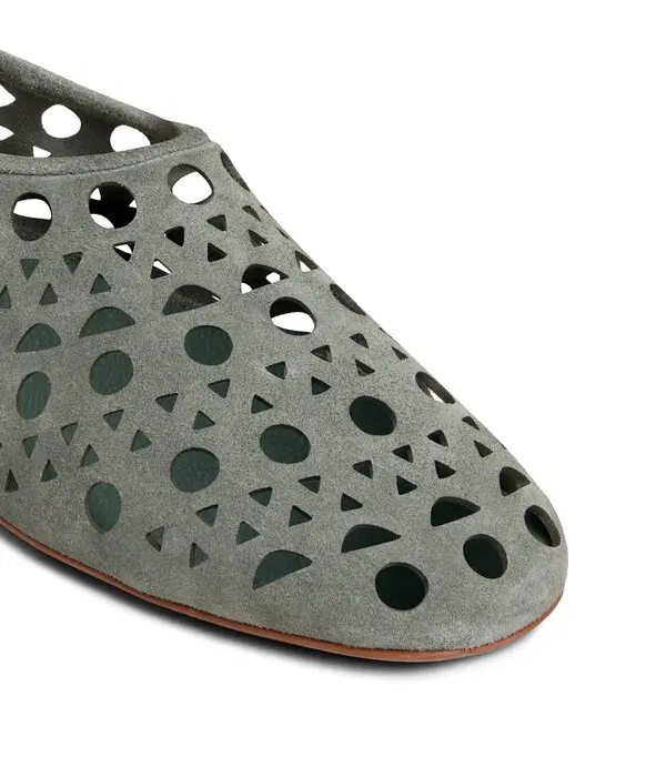 Alaïa Vienne Laser-cut Suede Ballet Flats - Green
