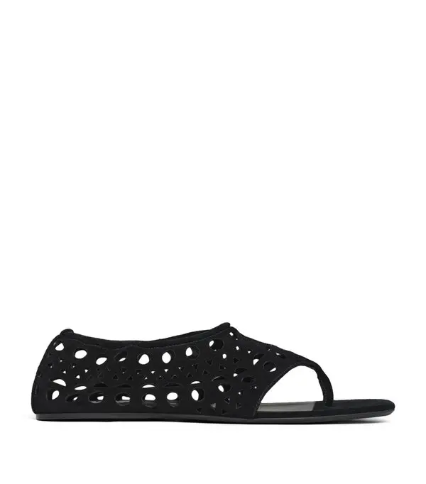 Alaïa Vienne Suede Thong Sandals - Black