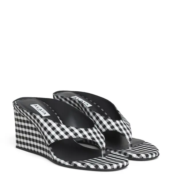 Alaïa Vichy Print Wedge Sandals