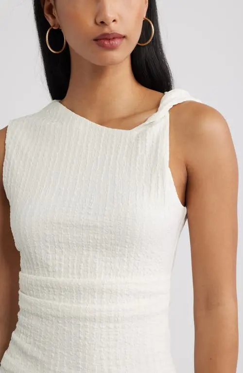 OPEN EDIT Twisted Shoulder Textured Tank - Ivory
