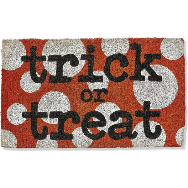 TAG Trick Or Treat Halloween Coir Door Mat Multicolor Floor Mat - Multicolored