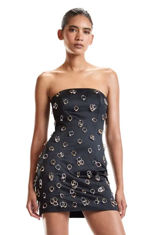 Cynthia Rowley Embellished Strapless Mini Dress - Black