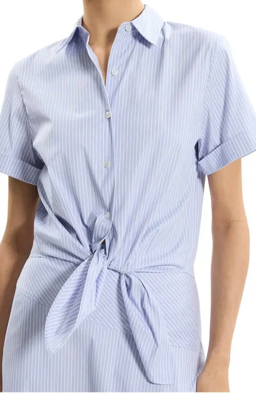 Theory Front Tie Button-up Shirt - Blue Multi