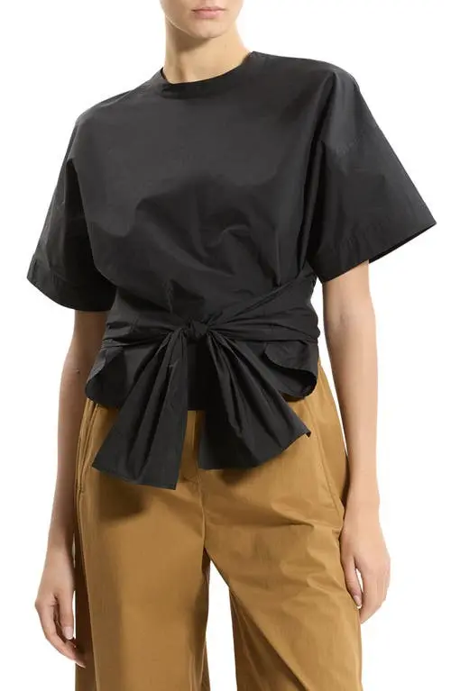 Theory Front Tie Boxy Top - Black