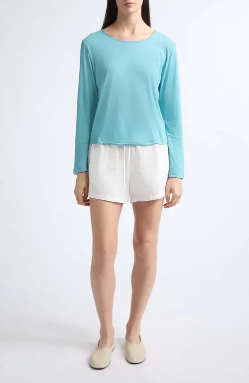 LESET Kyoto Patch Pocket Cotton Drawstring Shorts - Ice