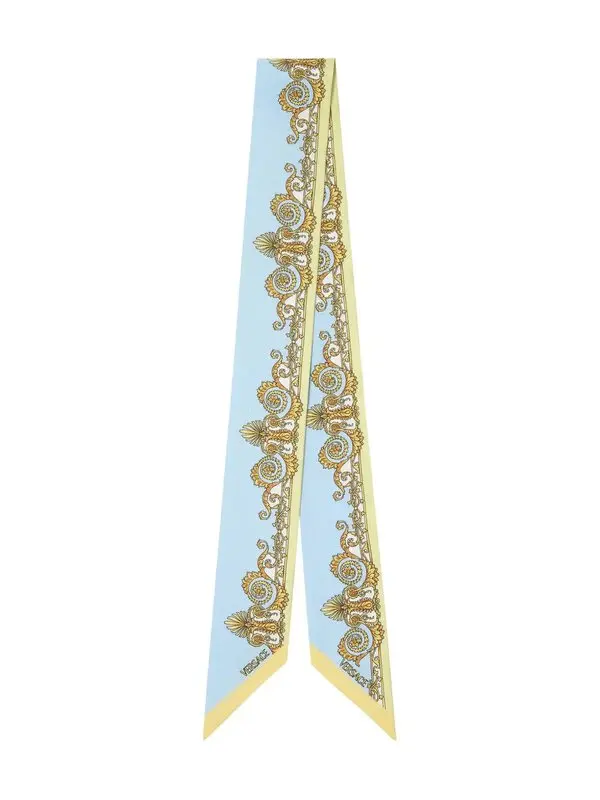 Versace Barocco-print Silk Twill Lavallière - Blue