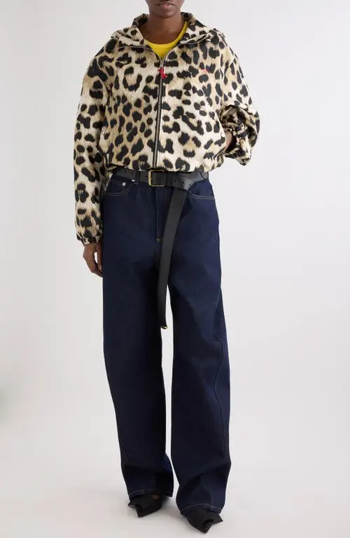 Givenchy Water Repellent Leopard Jacquard Hooded Windbreaker - Beige