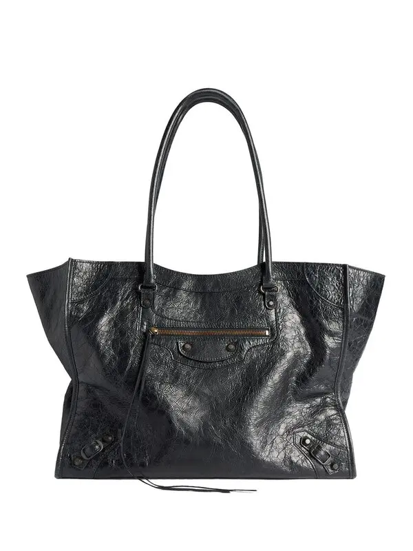 Balenciaga Le City Tote Bag Medium In Arena Lambskin - Black