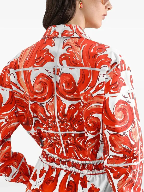 Dolce & Gabbana Poplin Shirt With Majolica Print - Multicolor