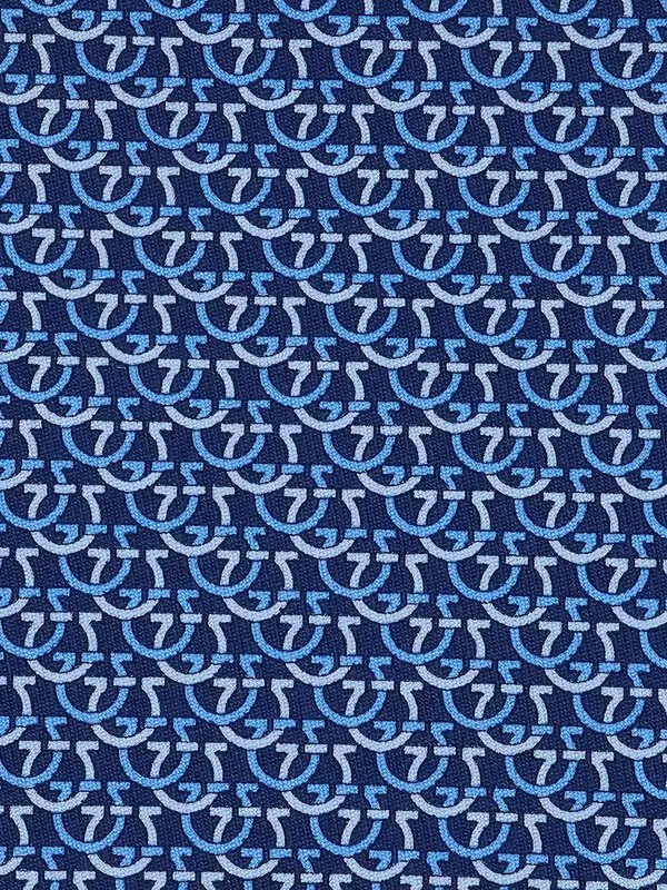 FERRAGAMO Silk Gancini Circle Print Cravat - Blue