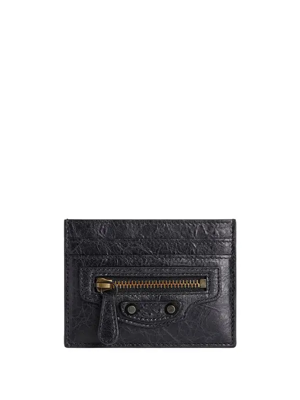 Balenciaga Le City Card Holder In Arena Lambskin - Black