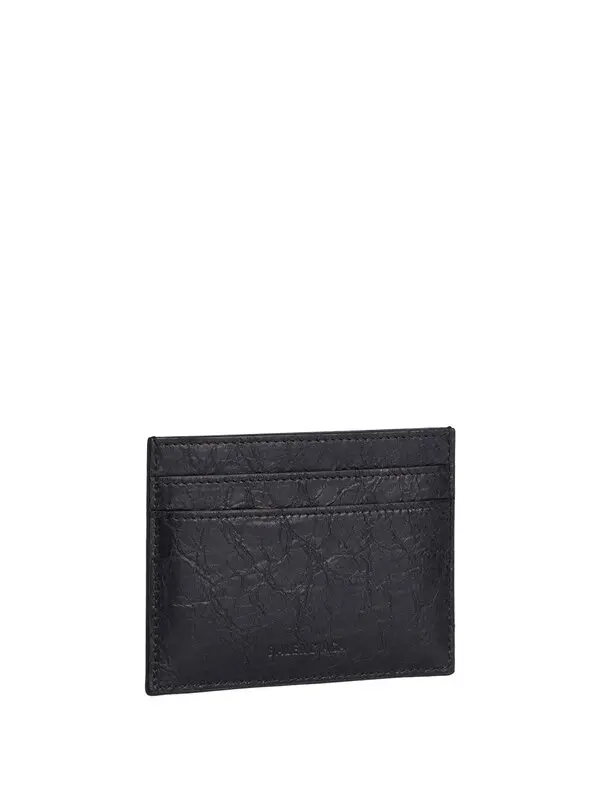 Balenciaga Le City Card Holder In Arena Lambskin - Black