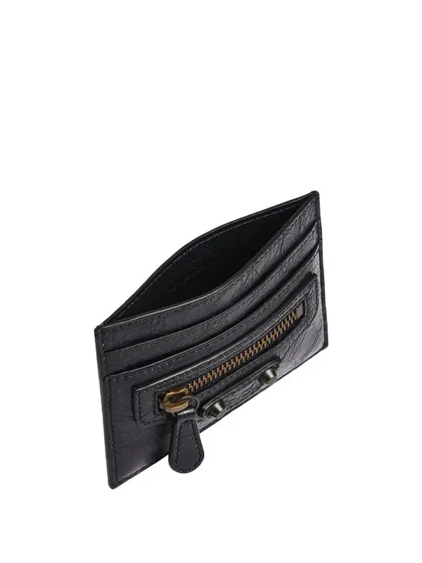 Balenciaga Le City Card Holder In Arena Lambskin - Black