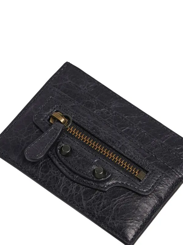 Balenciaga Le City Card Holder In Arena Lambskin - Black