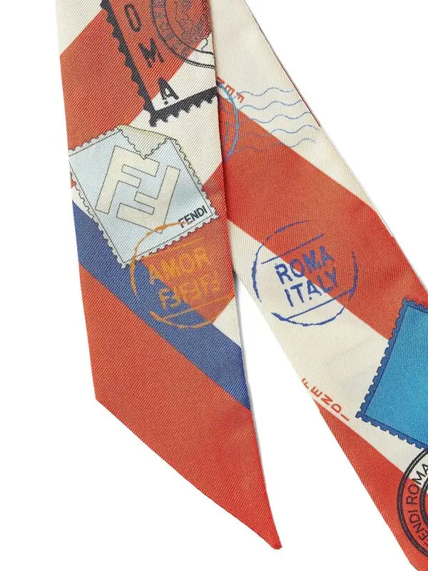 Fendi Wrappy Stampa Pequin Silk Scarf - Blue