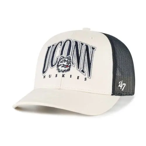 '47 Uconn Huskies Drawbridge Trucker Adjustable Hat - Natural