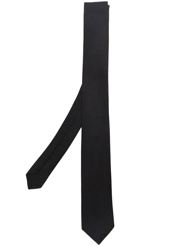Saint Laurent Signature Evening" Skinny Tie In Silk Grosgrain - Black