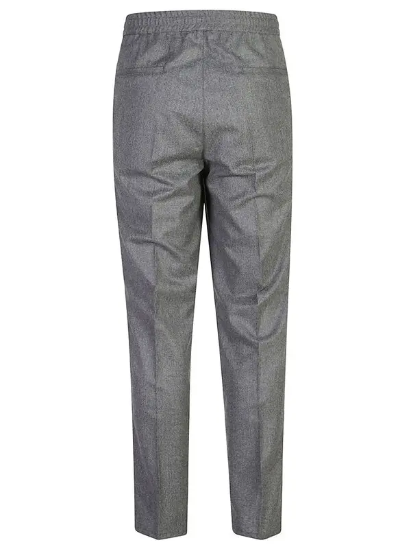 Brunello Cucinelli Wool Flannel Leisure Fit Trousers With Double Pleats - Gray