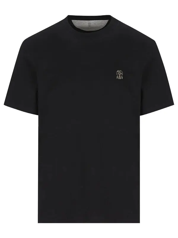 Brunello Cucinelli Cotton Jersey Crew Neck T-shirt With Logo - Black