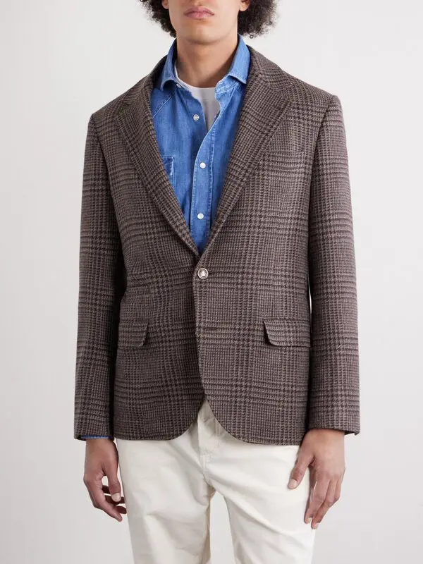 Brunello Cucinelli Houndstooth Cashmere Blazer