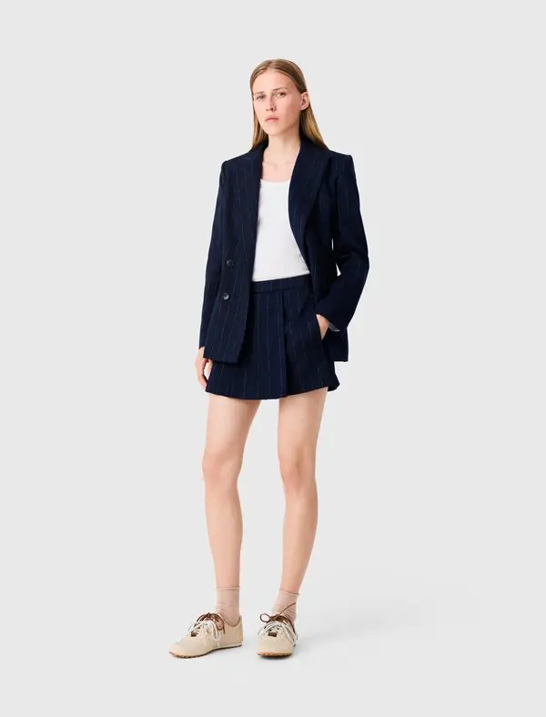 Maje Tailored Shorts With Lurex - Navy