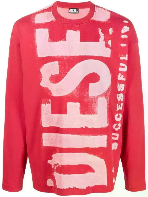 DIESEL® T-wasrib" Logo Print Long Sleeve T-shirt